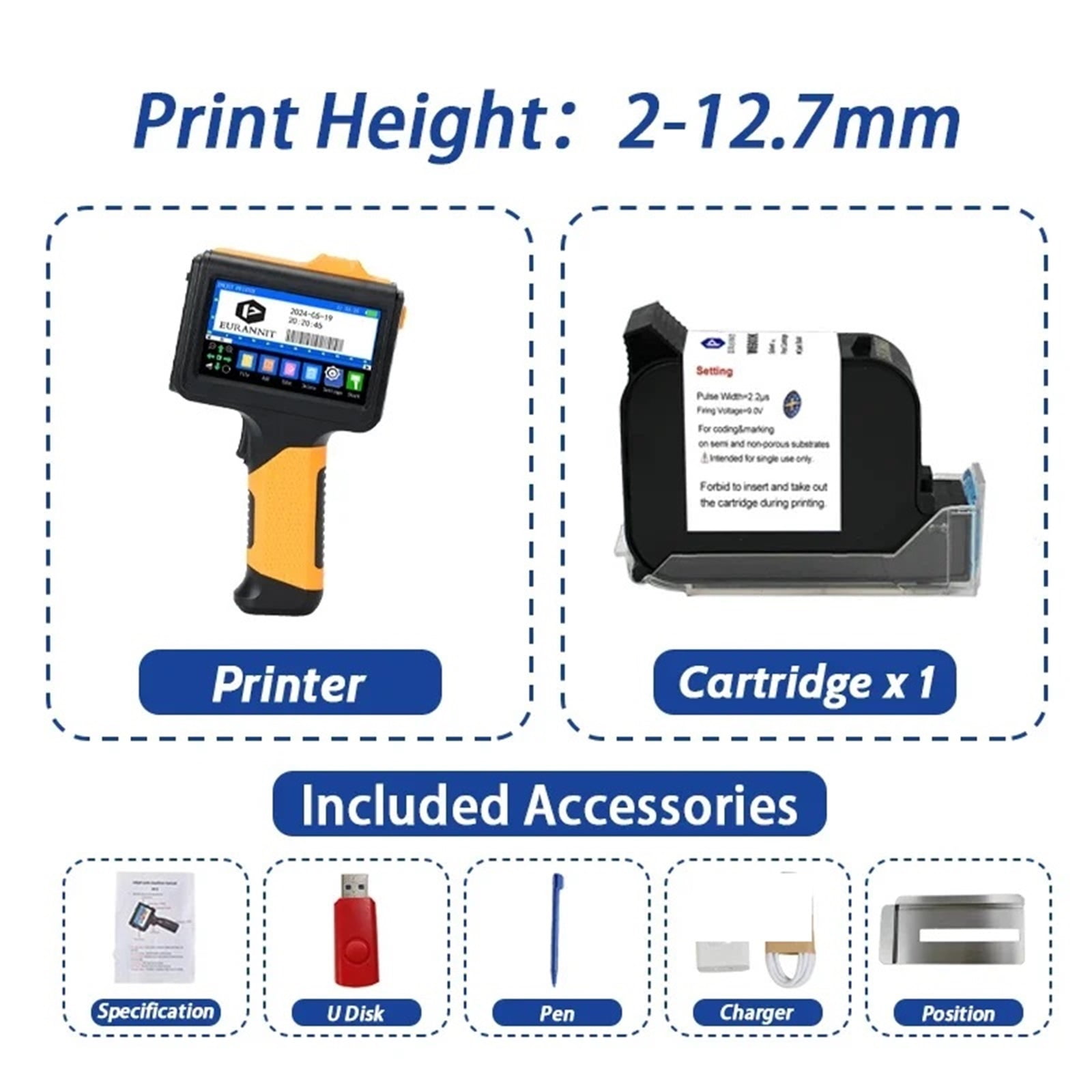 12.7mm Portable Printer Handheld Thermal Inkjet Printer Portable Expire ...