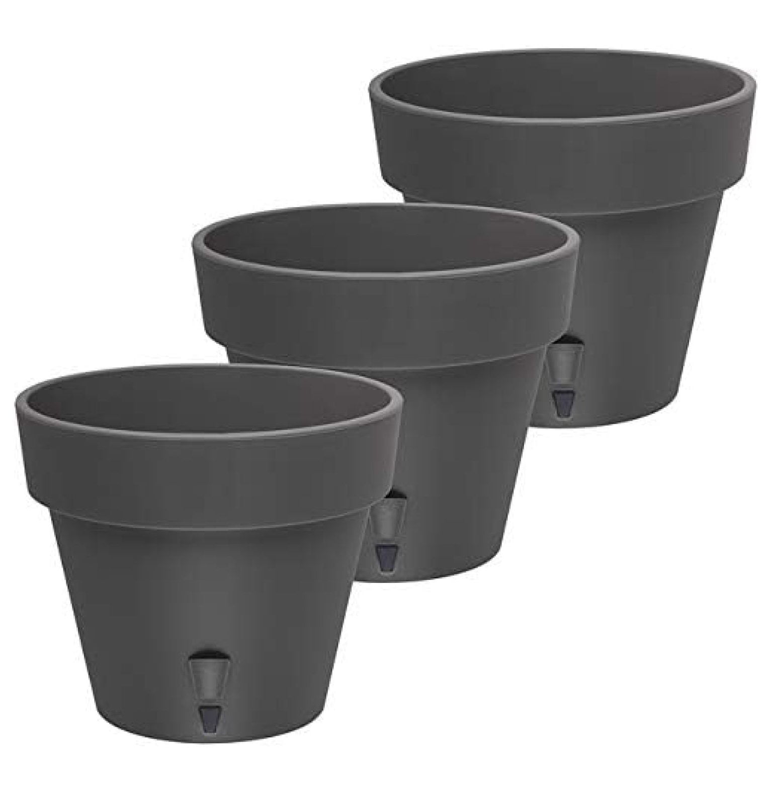12.8 Inch Latina Self Watering Planters (Set of 3) in Graphite - Flower ...