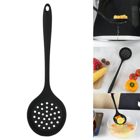 12.8 Inch Silicone Slotted Spoon - Non-Stick Heatproof Skimmer Ladle ...
