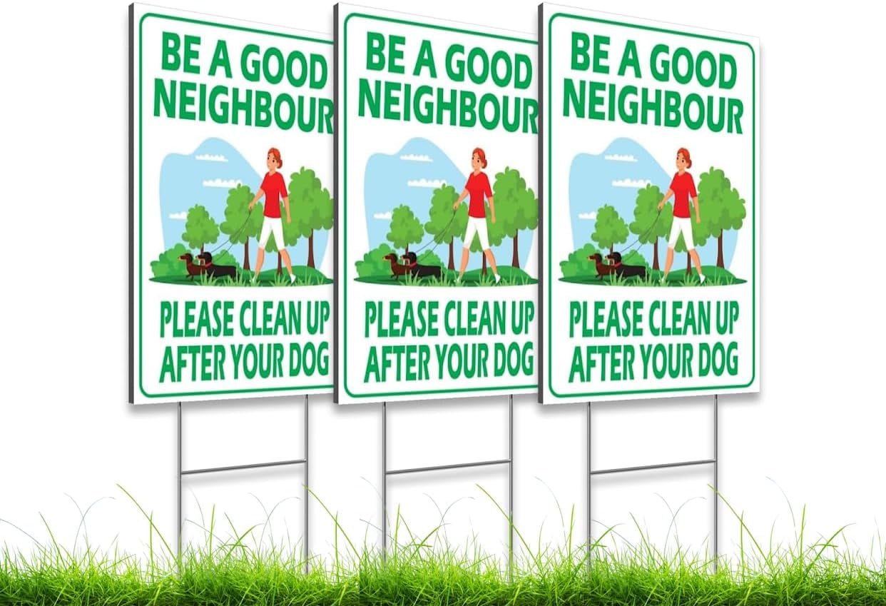 12х8 inch 3X Plastic Sign Clean Up After Your Dog with Metal Wire H ...