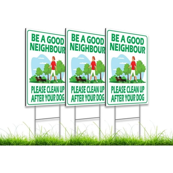 12х8 inch 3X Plastic Sign Clean Up After Your Dog with Metal Wire H ...