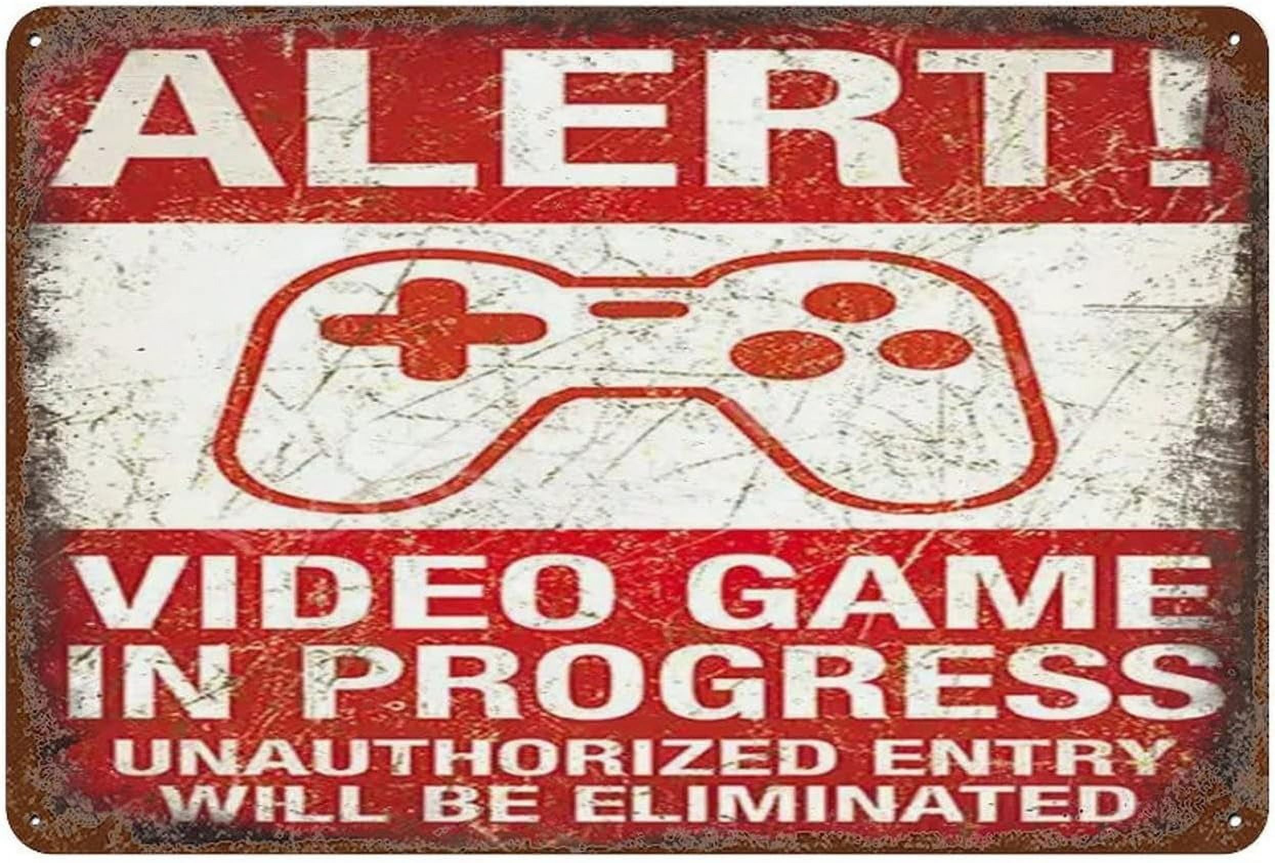 12×8 inch ALERT Gaming Room Metal Sign Gamer Wall Decor For Boys Room ...