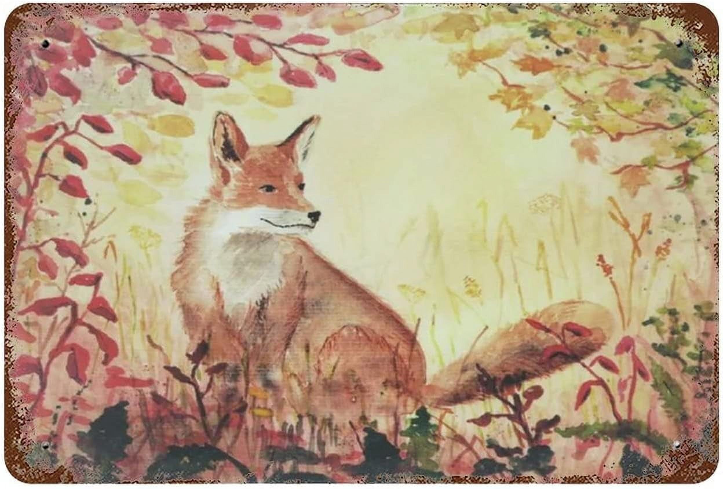 12×8 inch Animal fox Animal Yard Garden Creative Metal Tin Sign Print ...