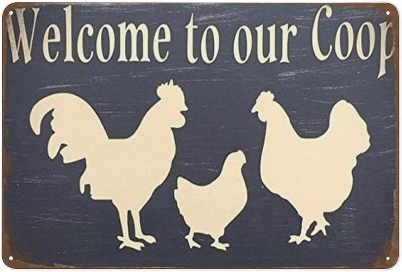 12×8 inch Chicken Coop Sign Chicken Sign Rooster Sign Welcome To Our ...