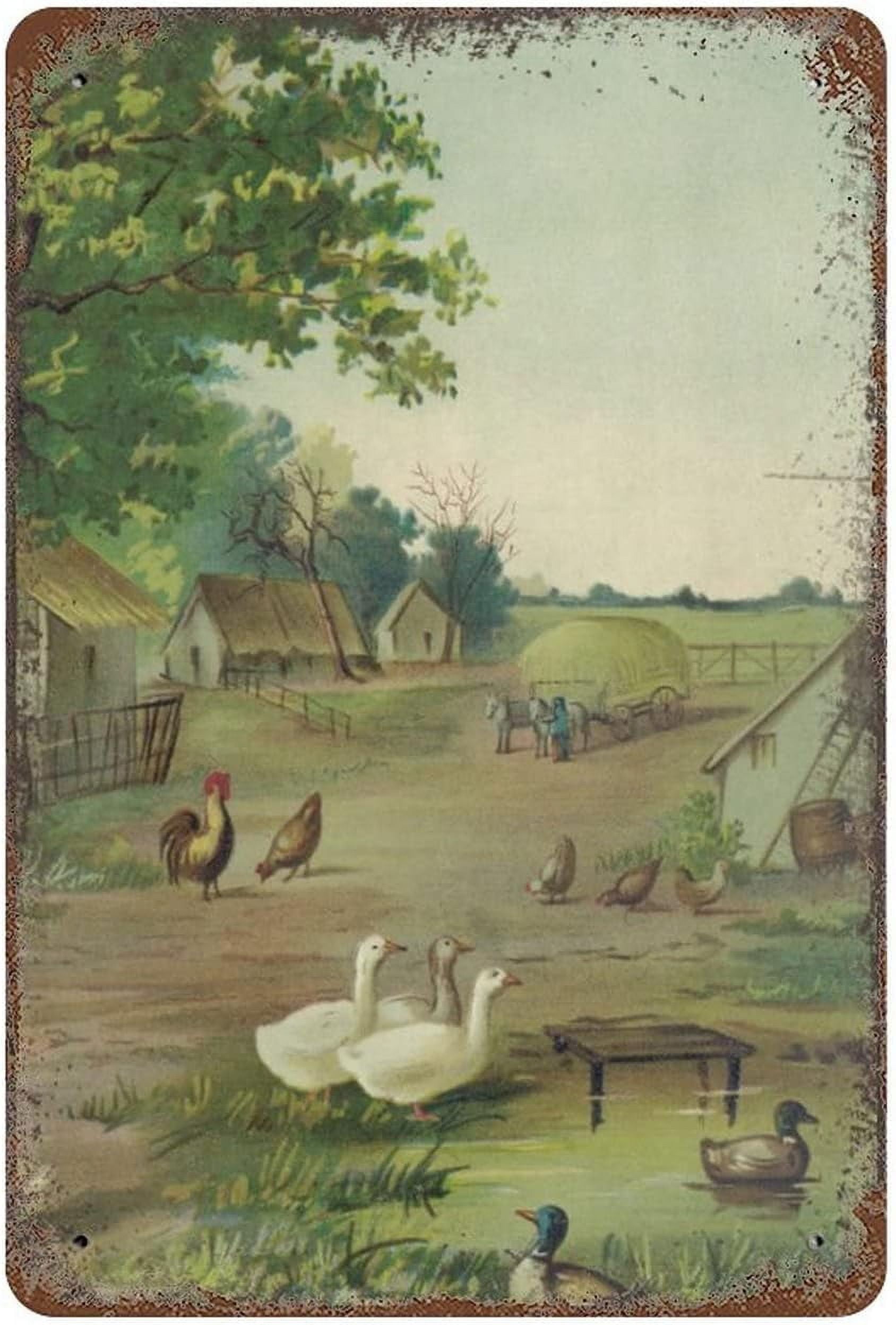 12×8 inch Chicken and duck farm Rustic Sign decor Retro Vintage Metal ...