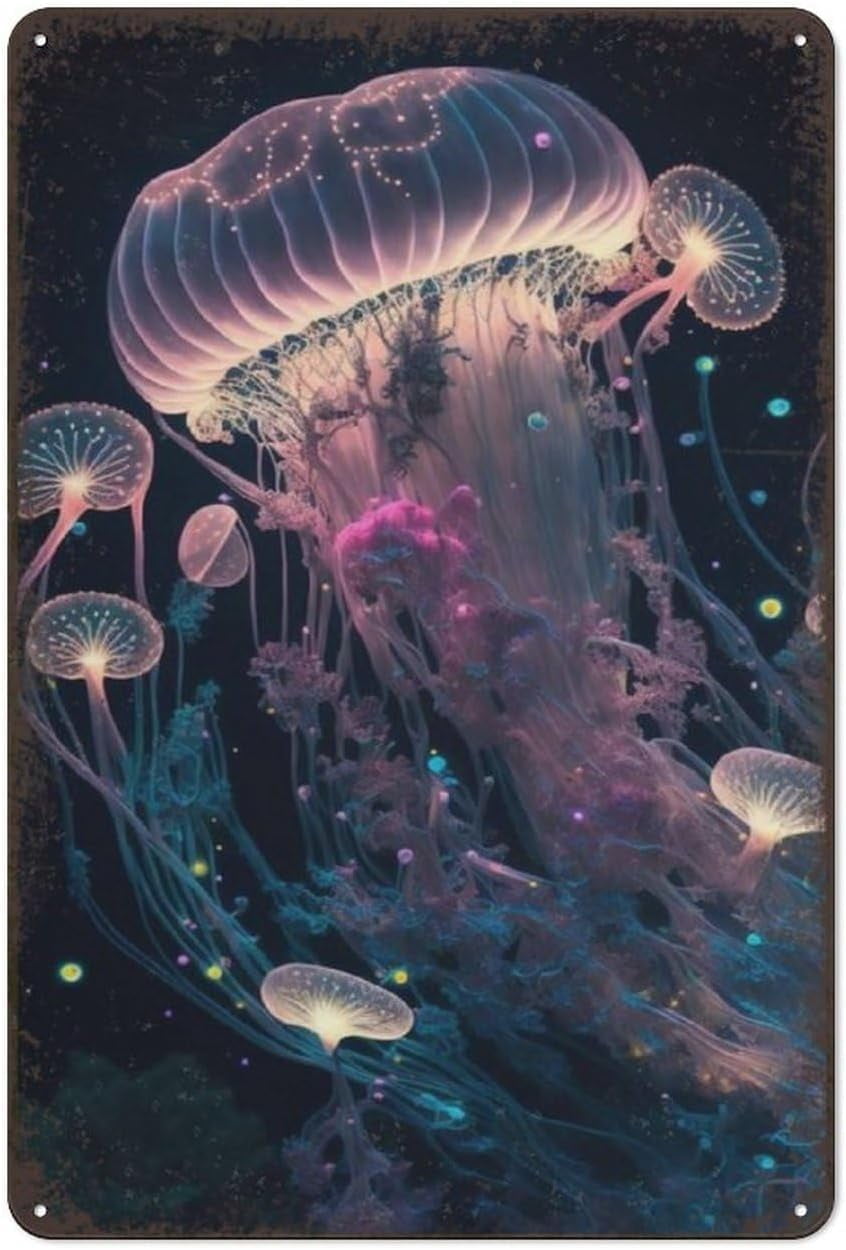 12×8 inch Colorful Purple Pink Marine Jellyfish Is Beautiful,Jellyfish ...