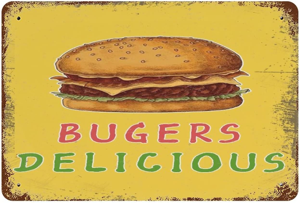 12×8 inch Delicious beef burger Personalized Metal Tin Sign Decoration ...