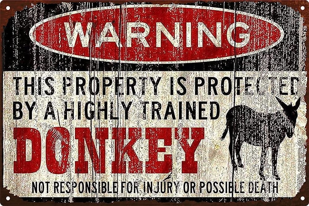 12×8 inch Donkey Sign Funny Metal Signs For Home Decor Cafes Bars Pubs ...