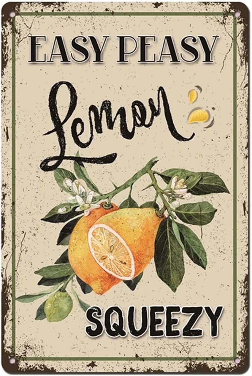 12×8 inch Easy Peasy Lemon Squeeze Sign Vintage Bar Home Kitchen Wall ...