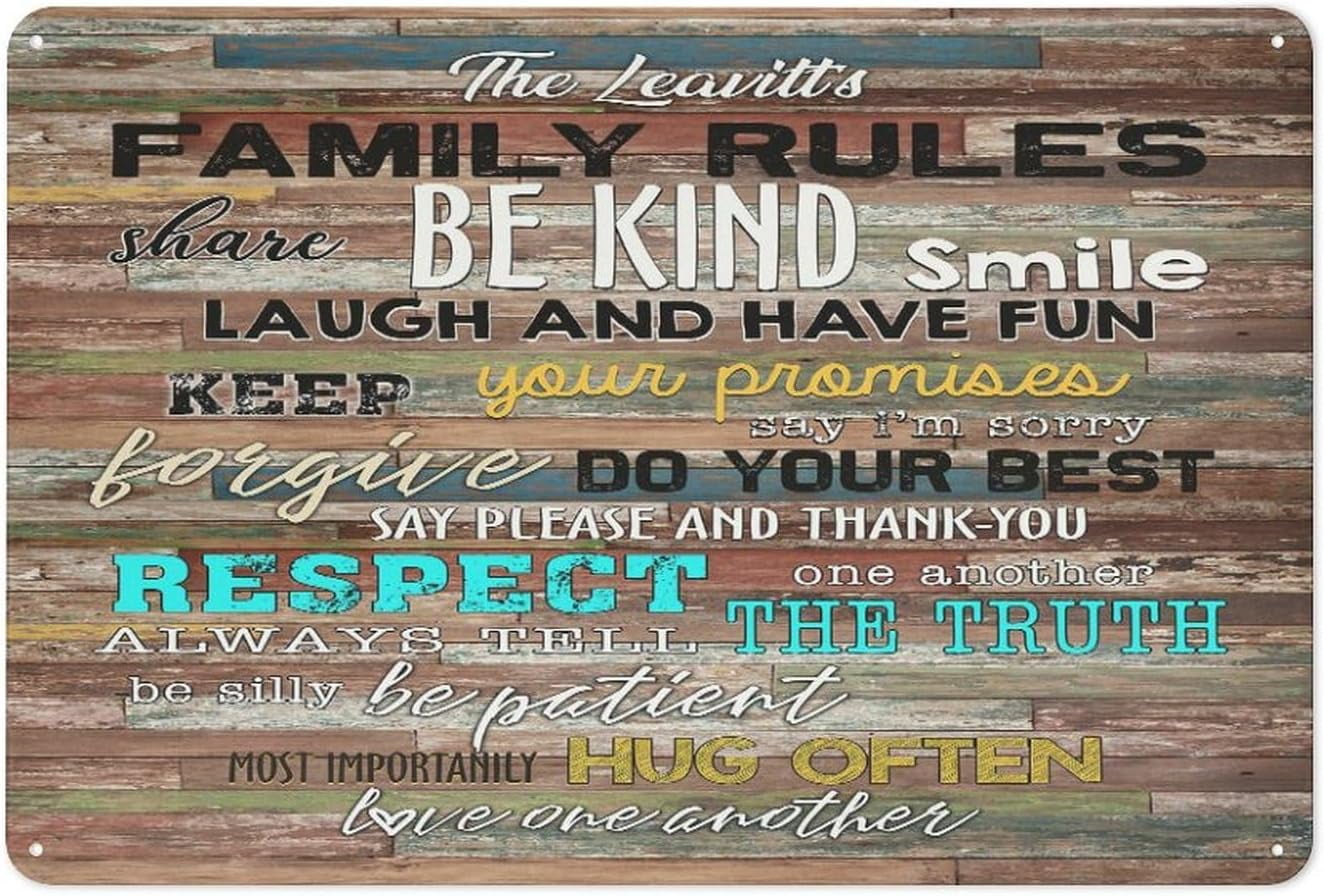 12×8 inch Family Rules Poster,House Rules Custom,Family Rules Metal Tin ...