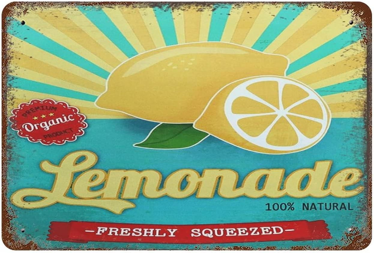 12×8 inch Freshly Squeezed Lemonade Print Wall Art Metal Tin Sign Retro ...