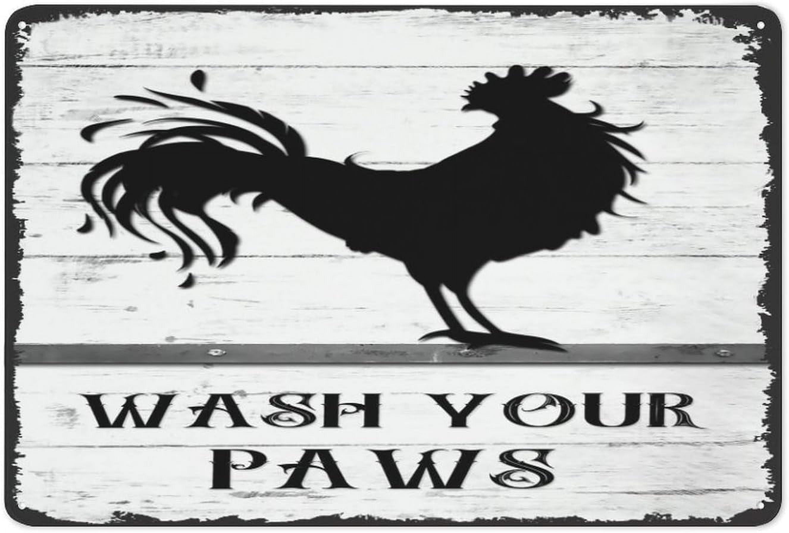 12×8 inch Funny Chicken Coop Metal Tin Sign Wash Your Paws Retro ...