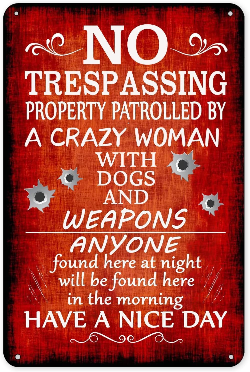 12×8 Inch Funny No Trespassing Signs Private Property Yard Sign Beware 6788