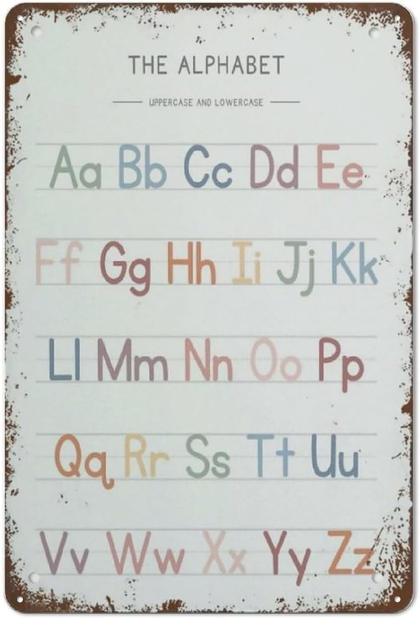 12×8 inch Funny Vintage Tin Metal Sign Rainbow Alphabet Poster ...