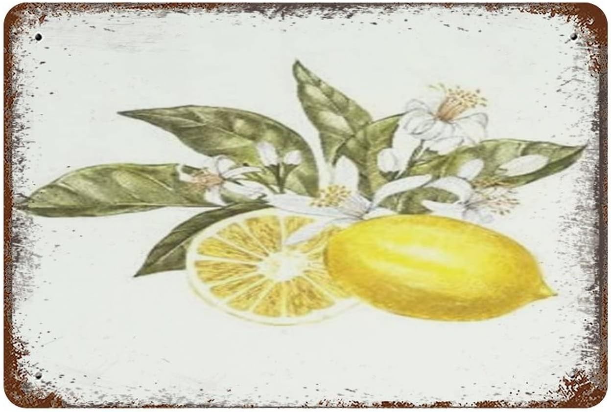 12×8 inch Green leaf Sour Yellow lemon New Vintage Retro Metal Tin Sign ...