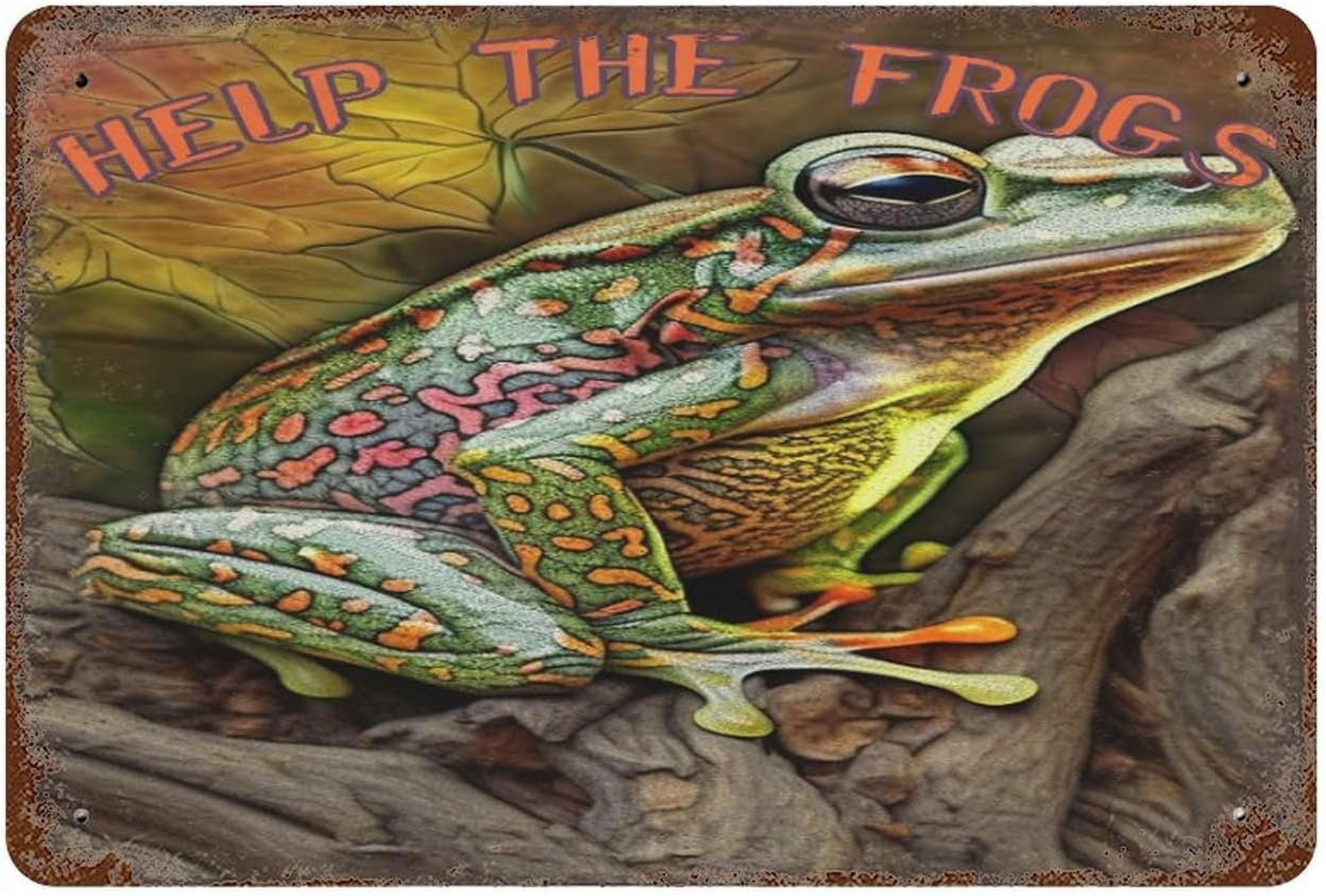 12×8 inch Help the frogs Decor Vintage Metal Tin Signs Warning Retro ...