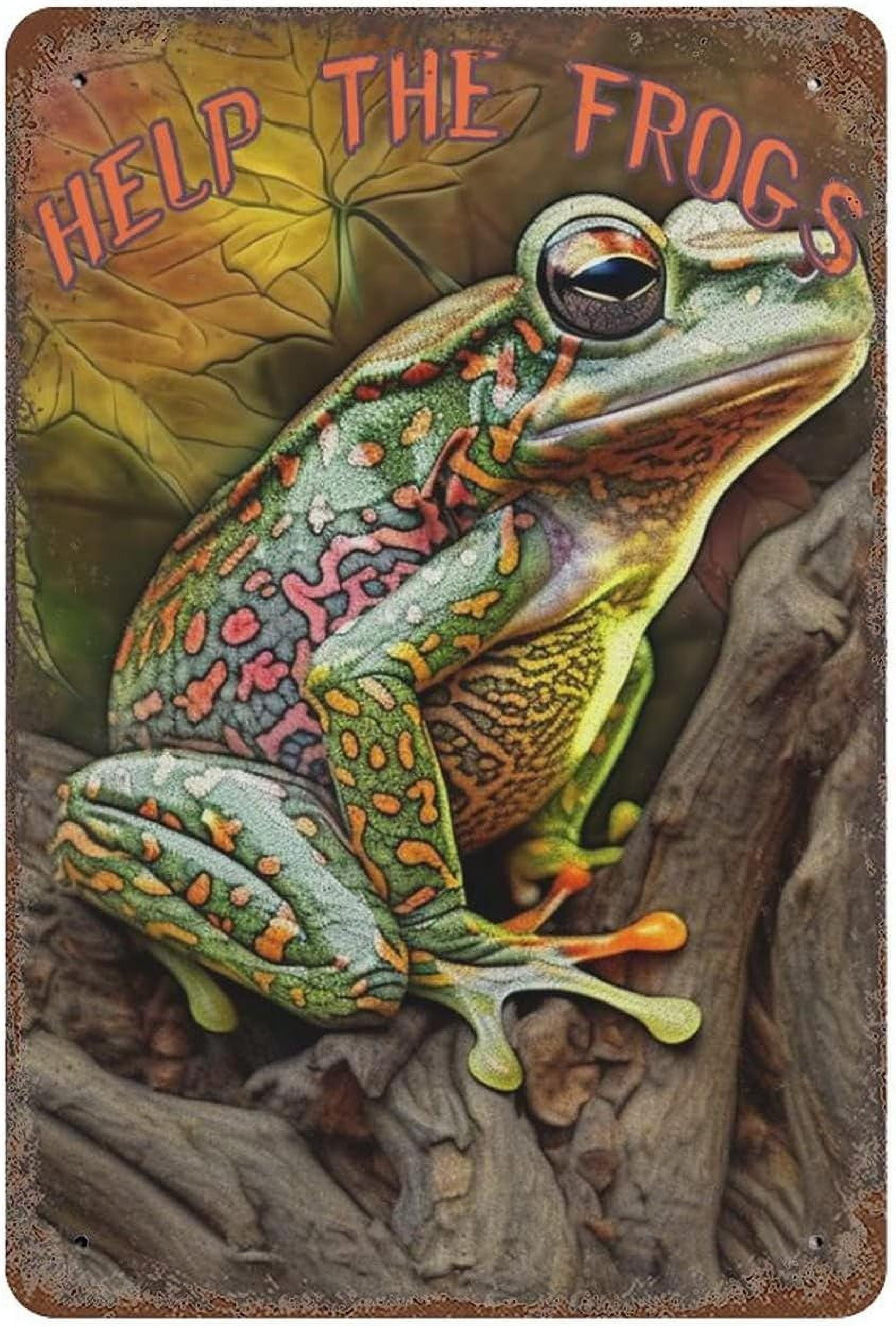 12×8 inch Help the frogs Decor Vintage Metal Tin Signs Warning Retro ...
