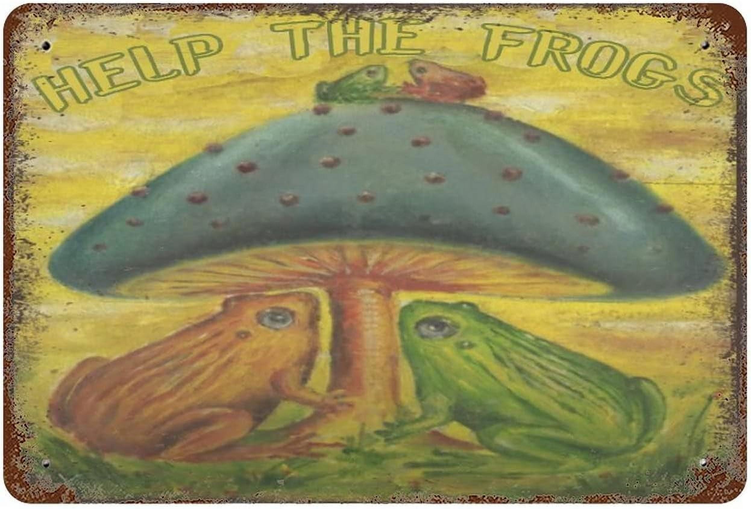 12×8 inch Help the frogs,Frog Mushroom Bedroom Bathroom Door Decor ...