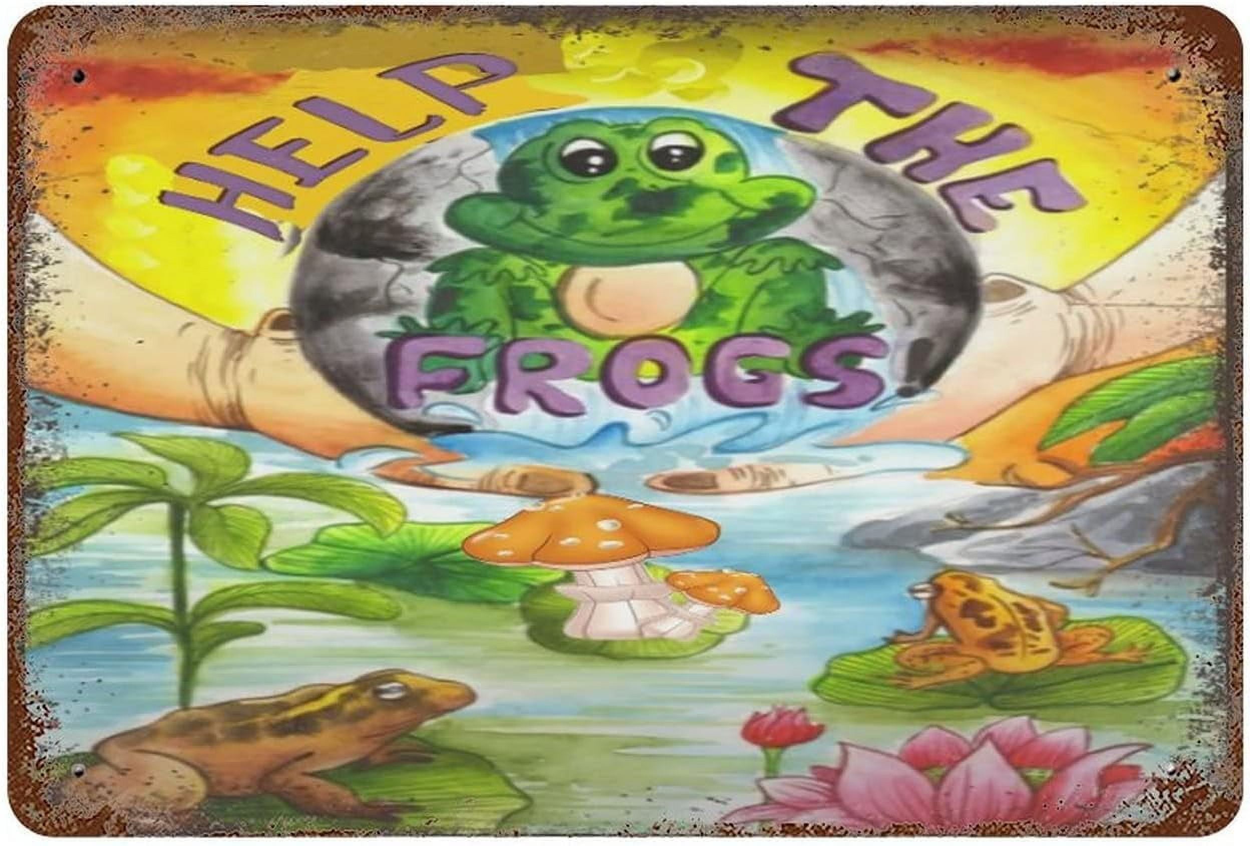 12×8 inch Help the frogs,Funny Frog Mushroom Bedroom Door Decor ...