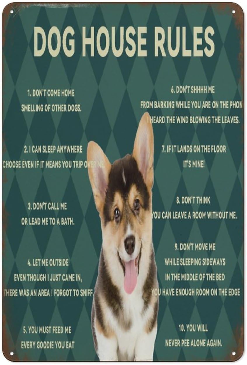 12×8 inch House-Dogs Rules When Visiting Our House - Funny Personalized ...