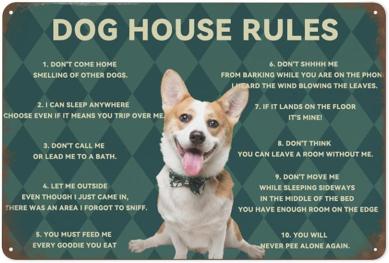 12×8 inch House-Dogs Rules When Visiting Our House - Funny Personalized ...