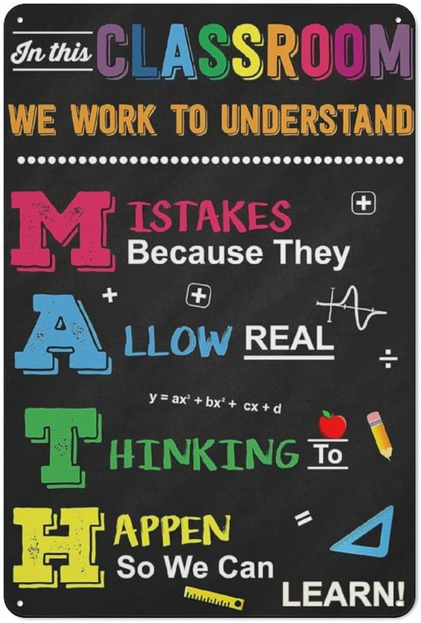 12×8 inch Math In This Classroom Math Teacher Classroom Poster Mistakes ...