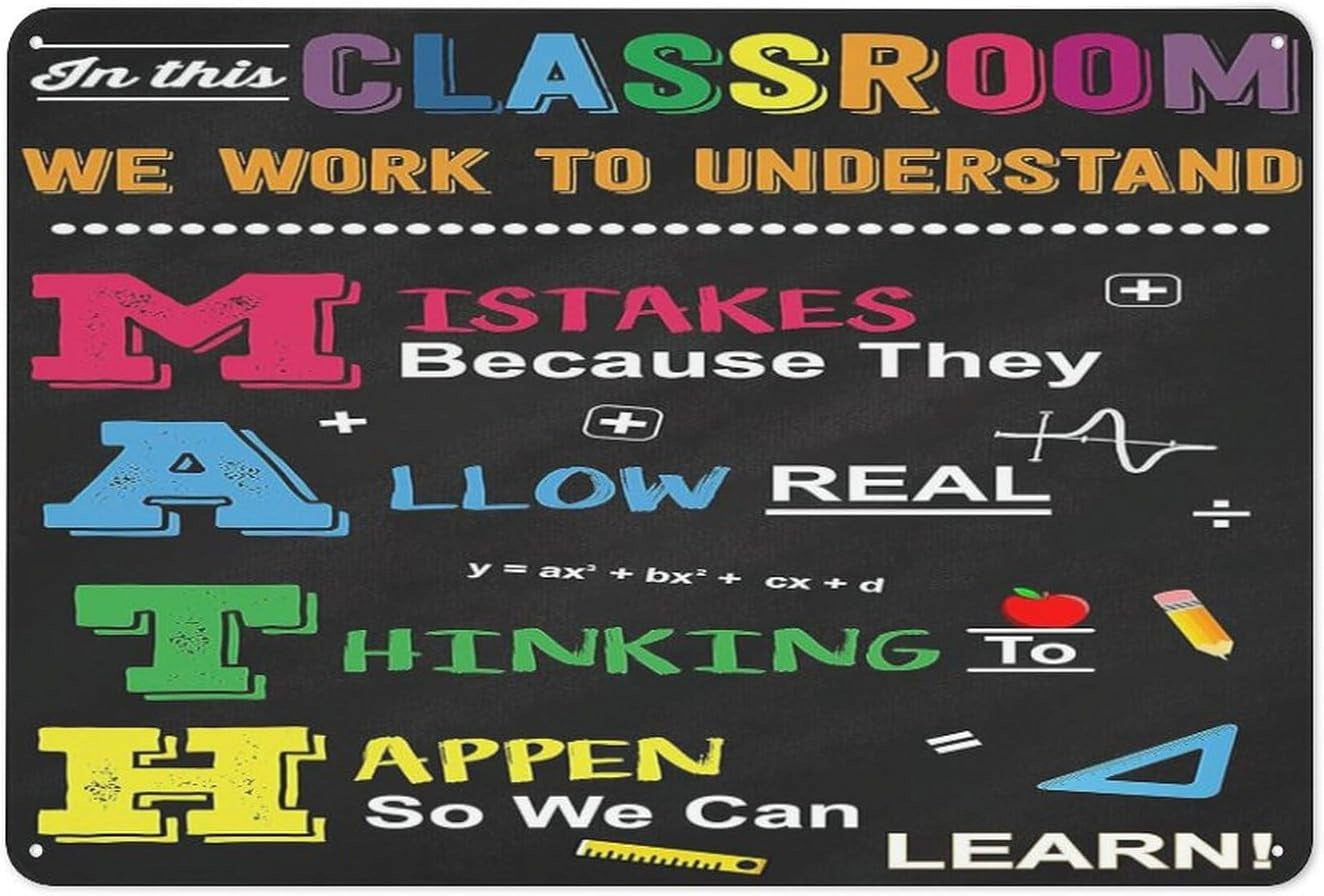 12×8 inch Math In This Classroom Math Teacher Classroom Poster Mistakes ...