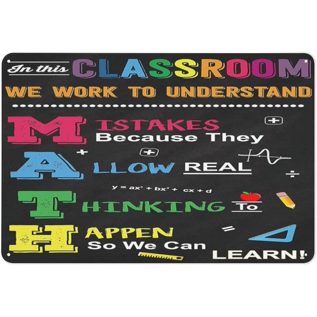 12×8 inch Math In This Classroom Math Teacher Classroom Poster Mistakes ...