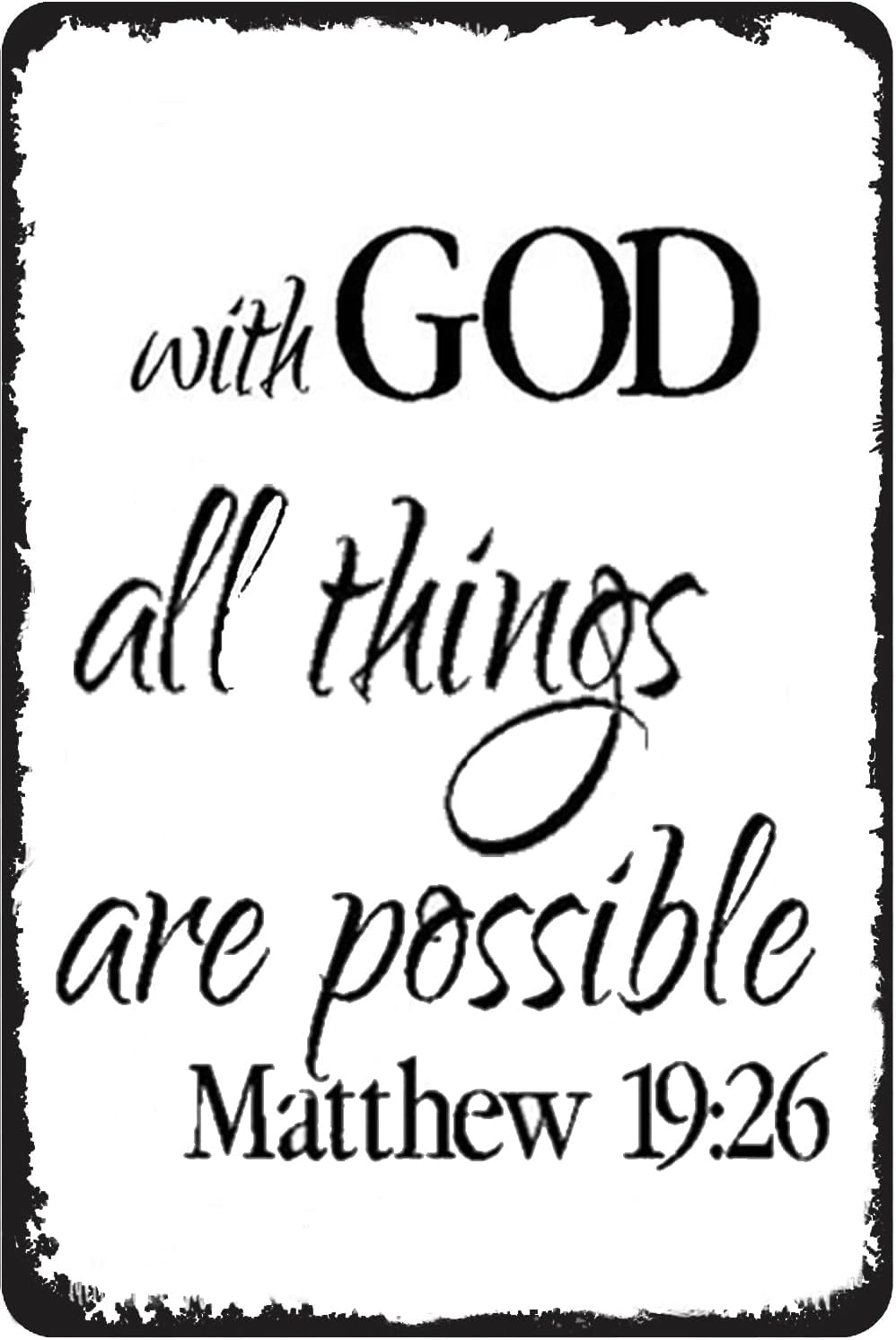 12×8 inch Matthew 19：26 Wall Decor,Scripture,Bible Verse,Metal Tin Sign ...