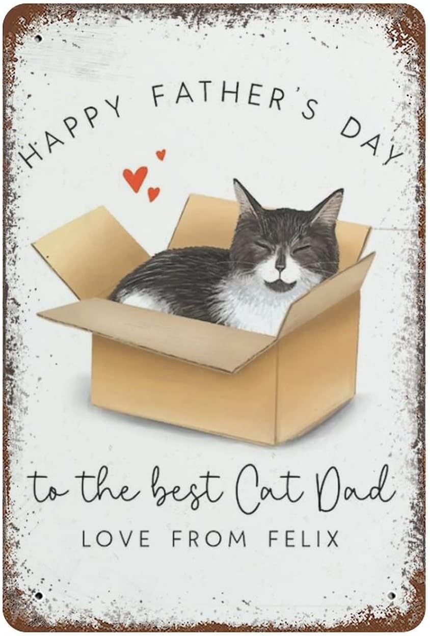 12×8 inch Personalized Cat Father's Day Anniversary Metal Tin Sign ...