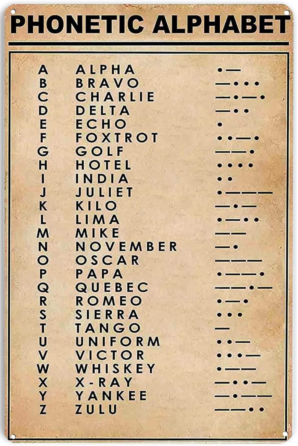 12×8 inch Phonetic Alphabet Metal Tin Signs Mosaic Password Code ...