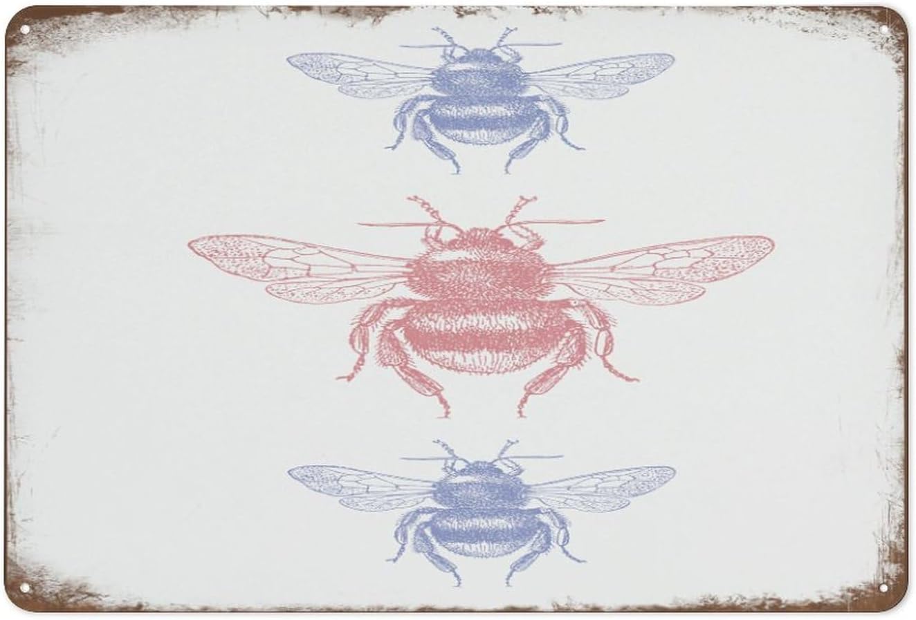 12×8 inch Pink And Blue Bee,Bee Wall Decor,Bee Wall Art,Bee Decoration ...