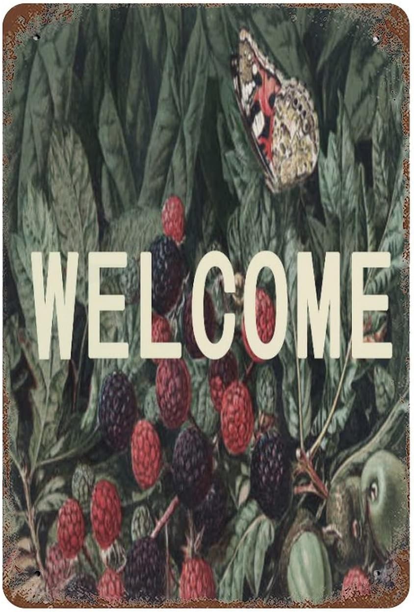 12×8 inch Red butterfly purple mulberry Nostalgic Vintage Metal Wall ...