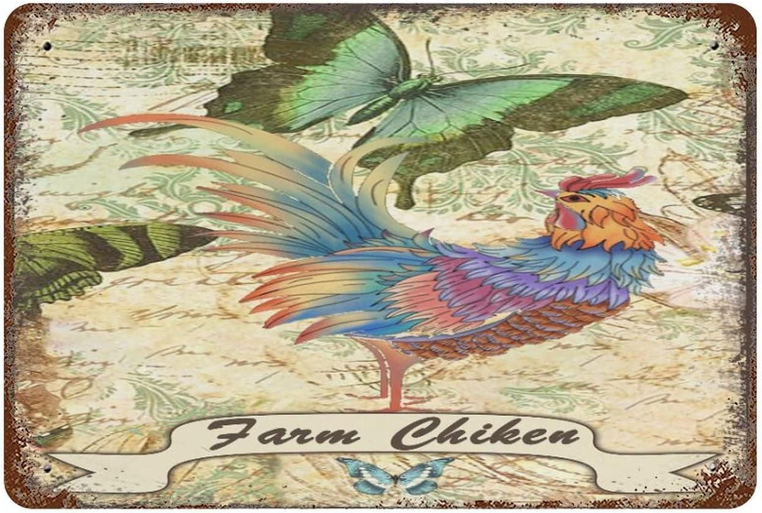 12×8 inch Rooster,artwork Farm chicken Rustic Sign decor Retro Vintage ...