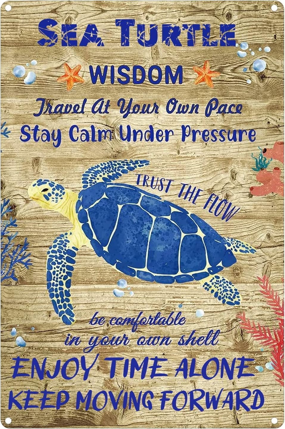 12×8 inch Sea Turtle Wisdom Rustic Metal Tin Sign Wall Decor Sign For ...