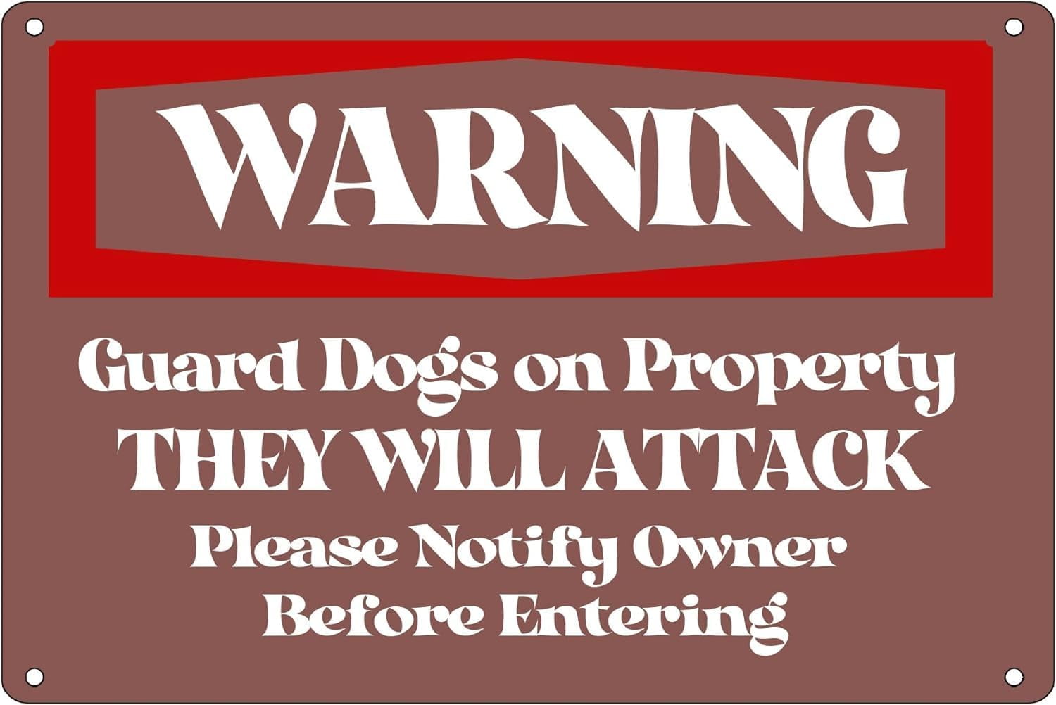 12×8 inch Vintage Warning Guard Dogs On Property They Will Attack ...