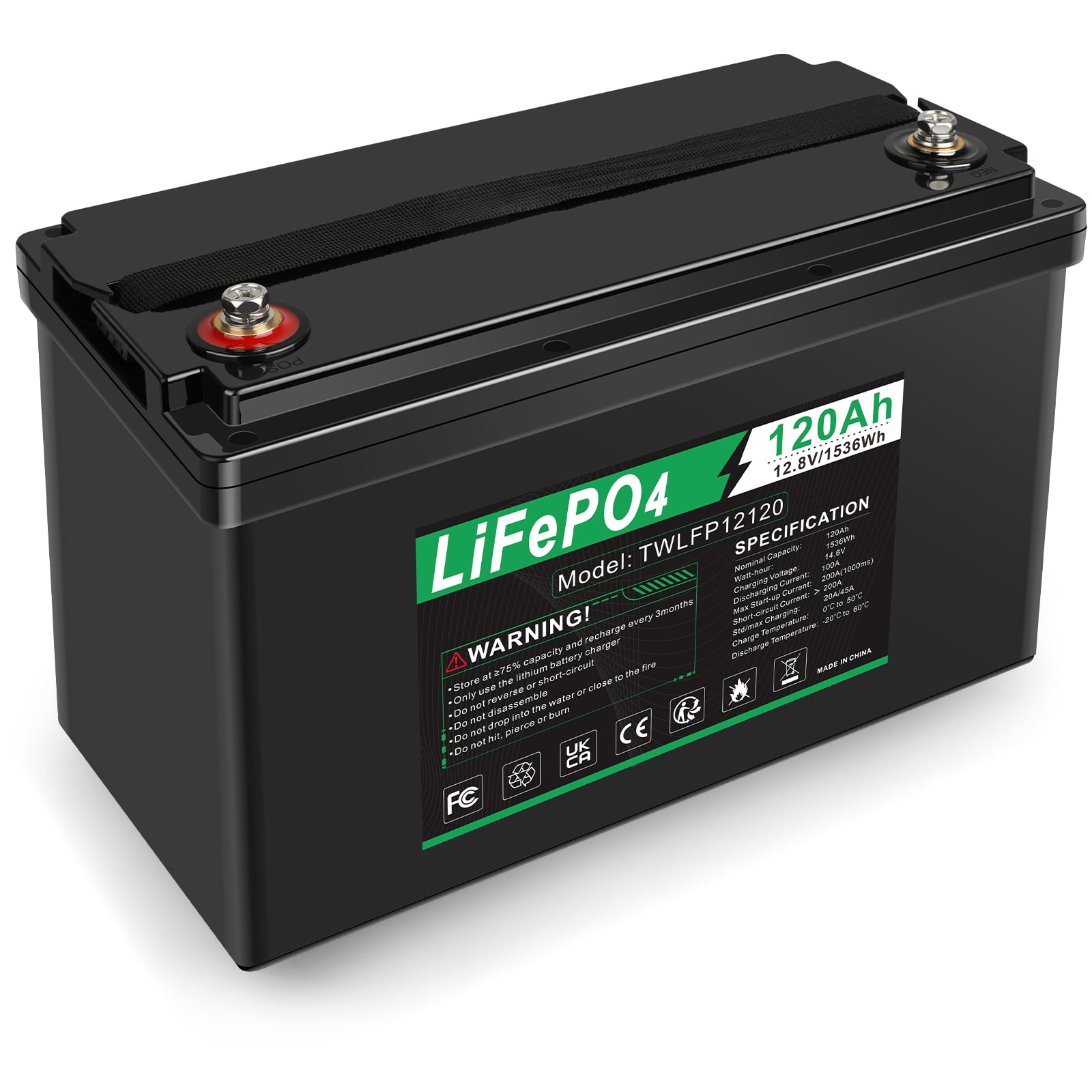 12.8V 120Ah LiFePO4 Battery Built-in BMS Deep Cell LifePO4 Battery 12V ...