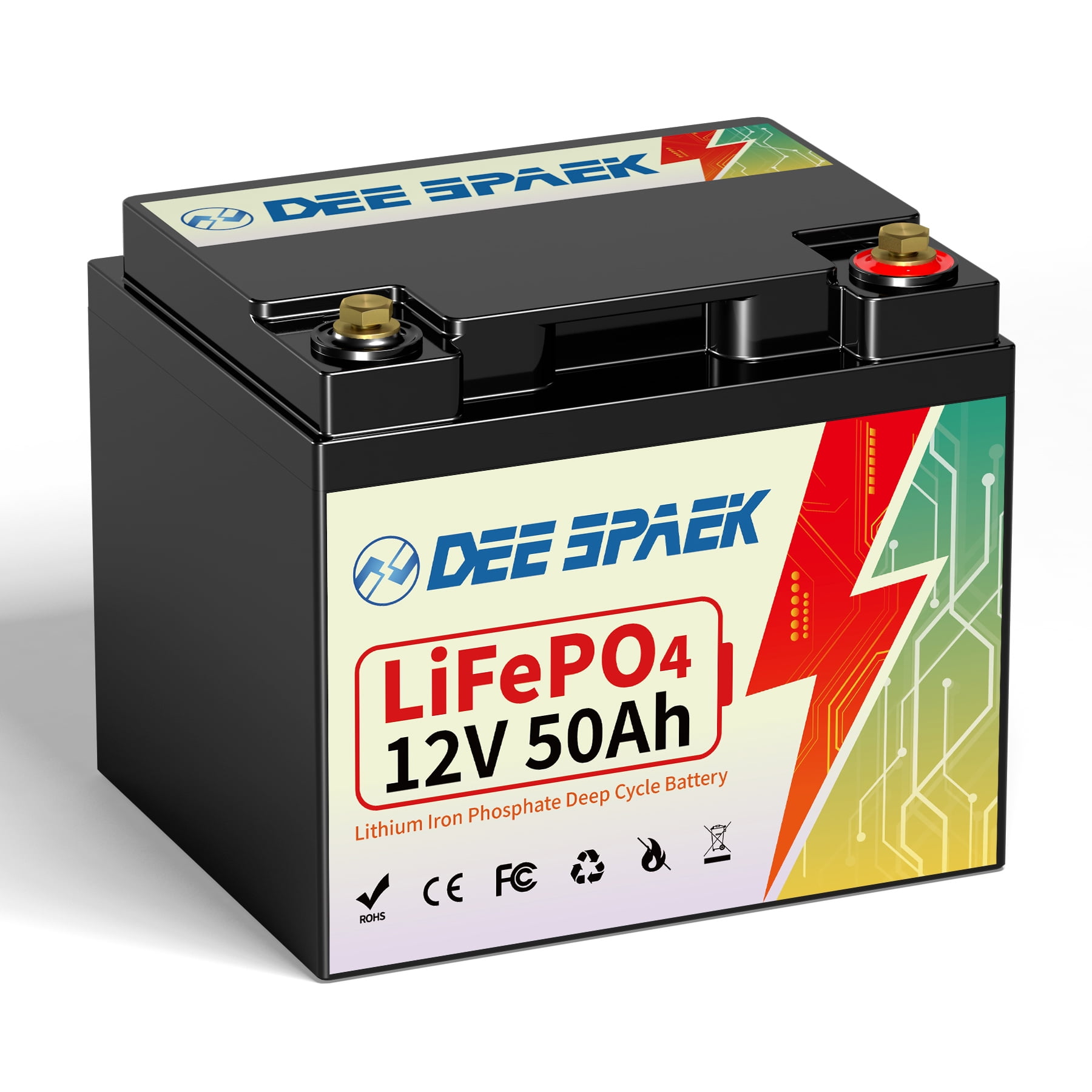12V 50Ah LiFePO4 Battery, 15000+ Deep Cycles Lithium Batteries,50A BMS ...