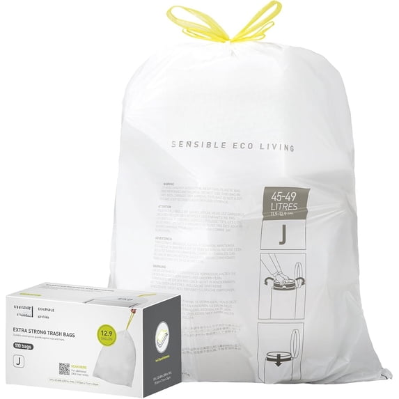 12.9 Gallon / 45-49 Liter, 110 Count Drawstring Trash Bags, Extra ...