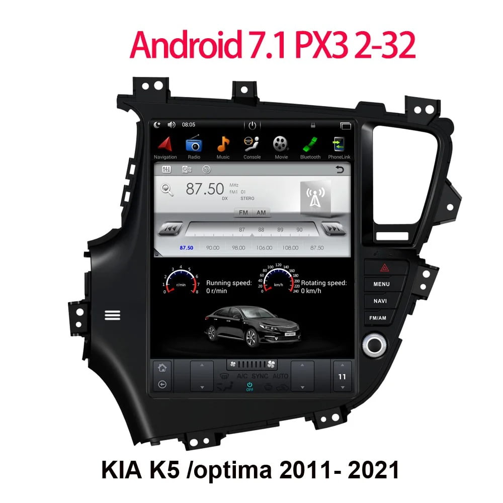 12.9" Tesla Style Screen Android 7.1 2G+32G Car GPS Navigation For KIA ...