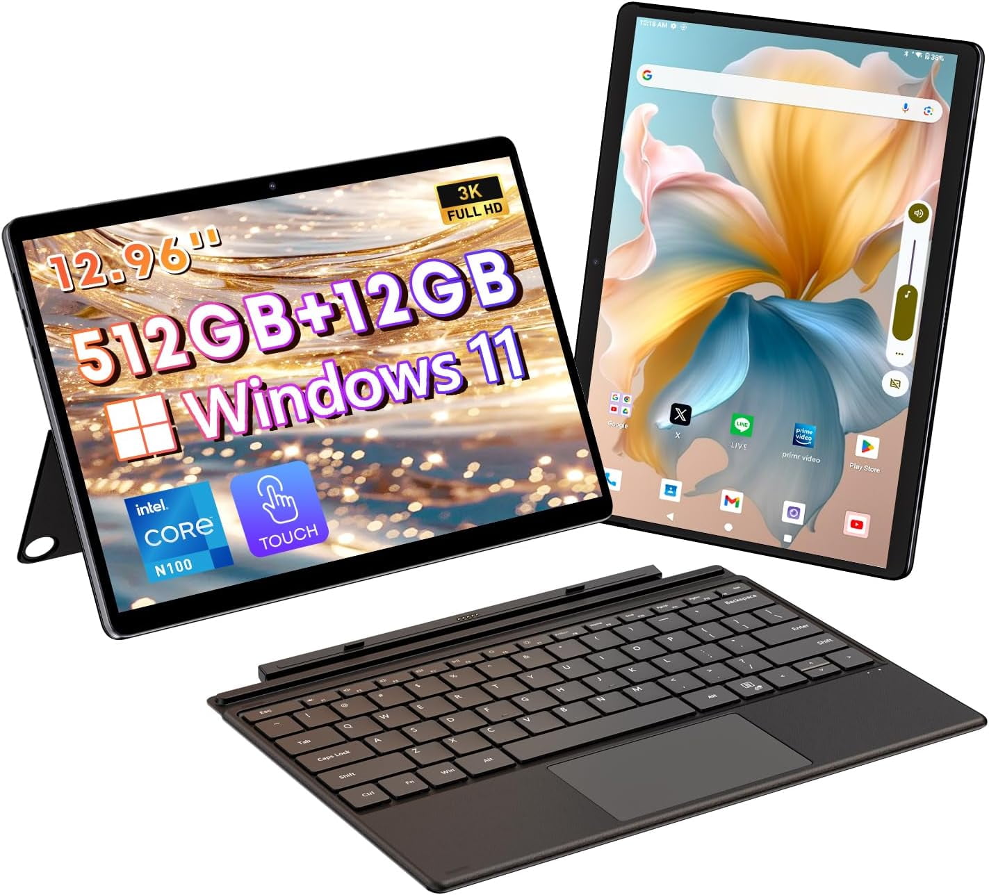 12.96-Inch Windows 11 Tablet – Intel N100 (3.4GHz), 12GB LPDDR5 RAM ...