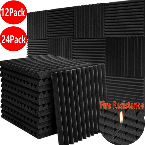 12~96Pcs Acoustic Wall Panels Studio Sound Noise Proofing Insulation ...