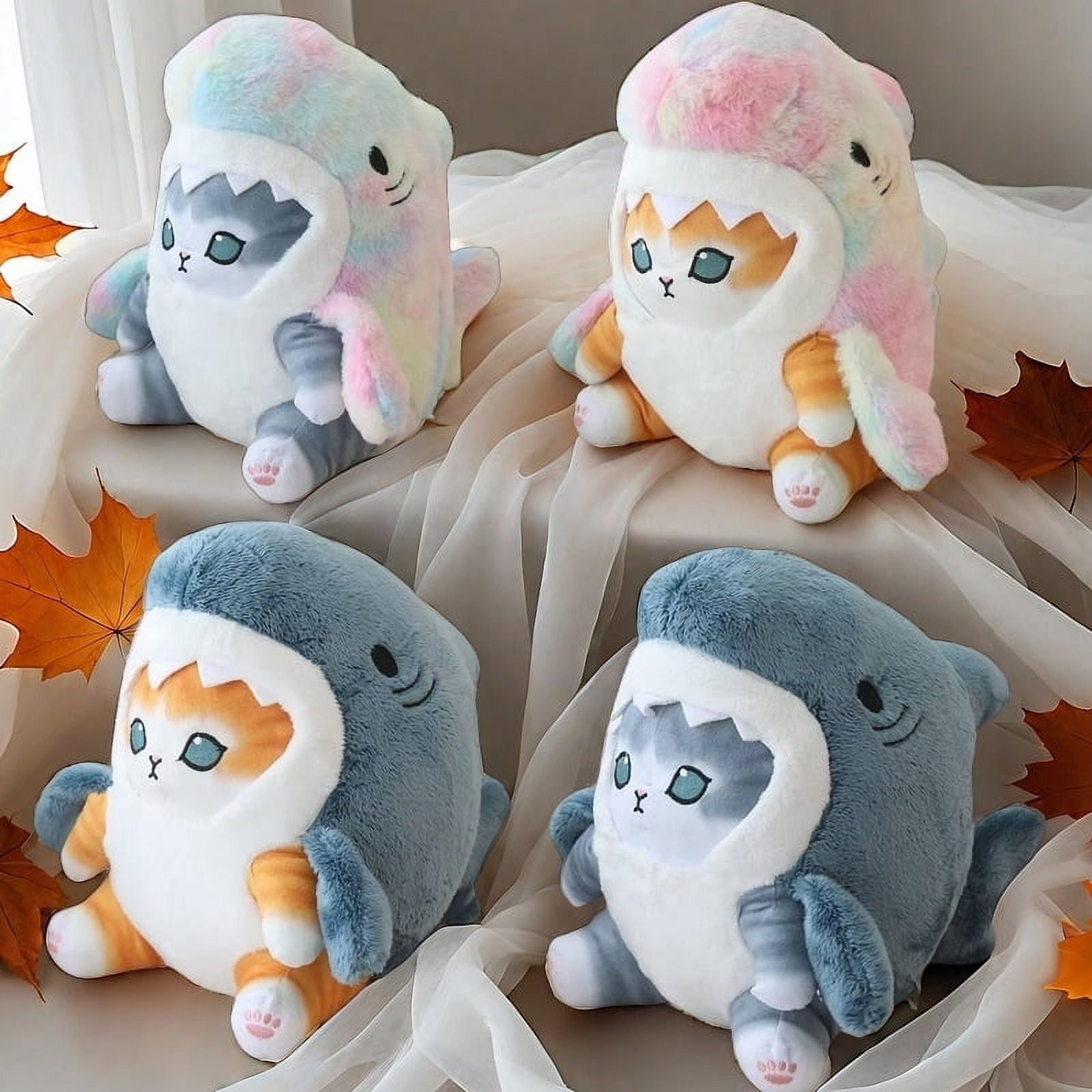 12.99'' Cute Shark Cat Plush Toy Fried Shrimp Cat Stuffed Animal ...