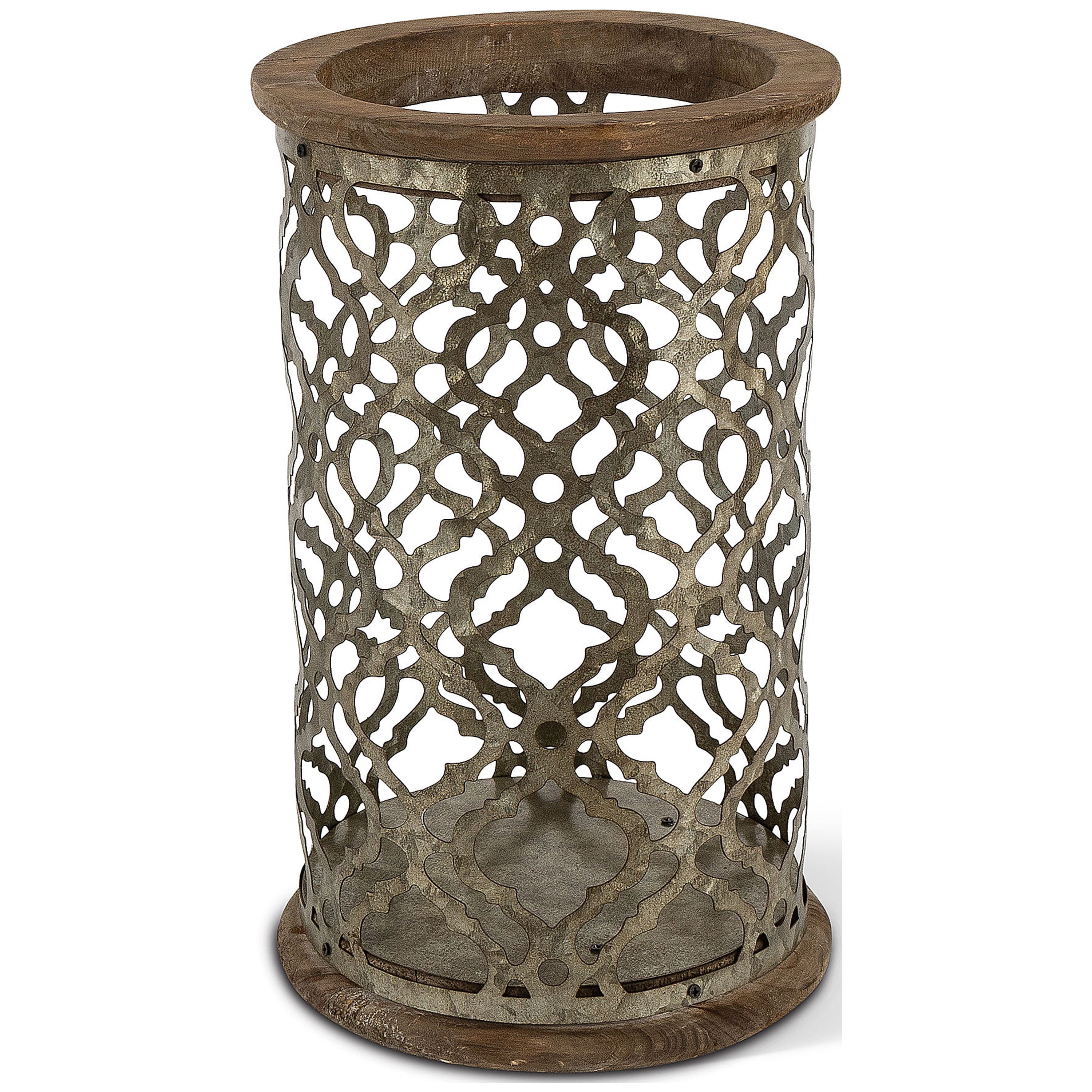 12.99-Inch Tall Wood and Metal Flameless Candle Holder with Die-Cut ...
