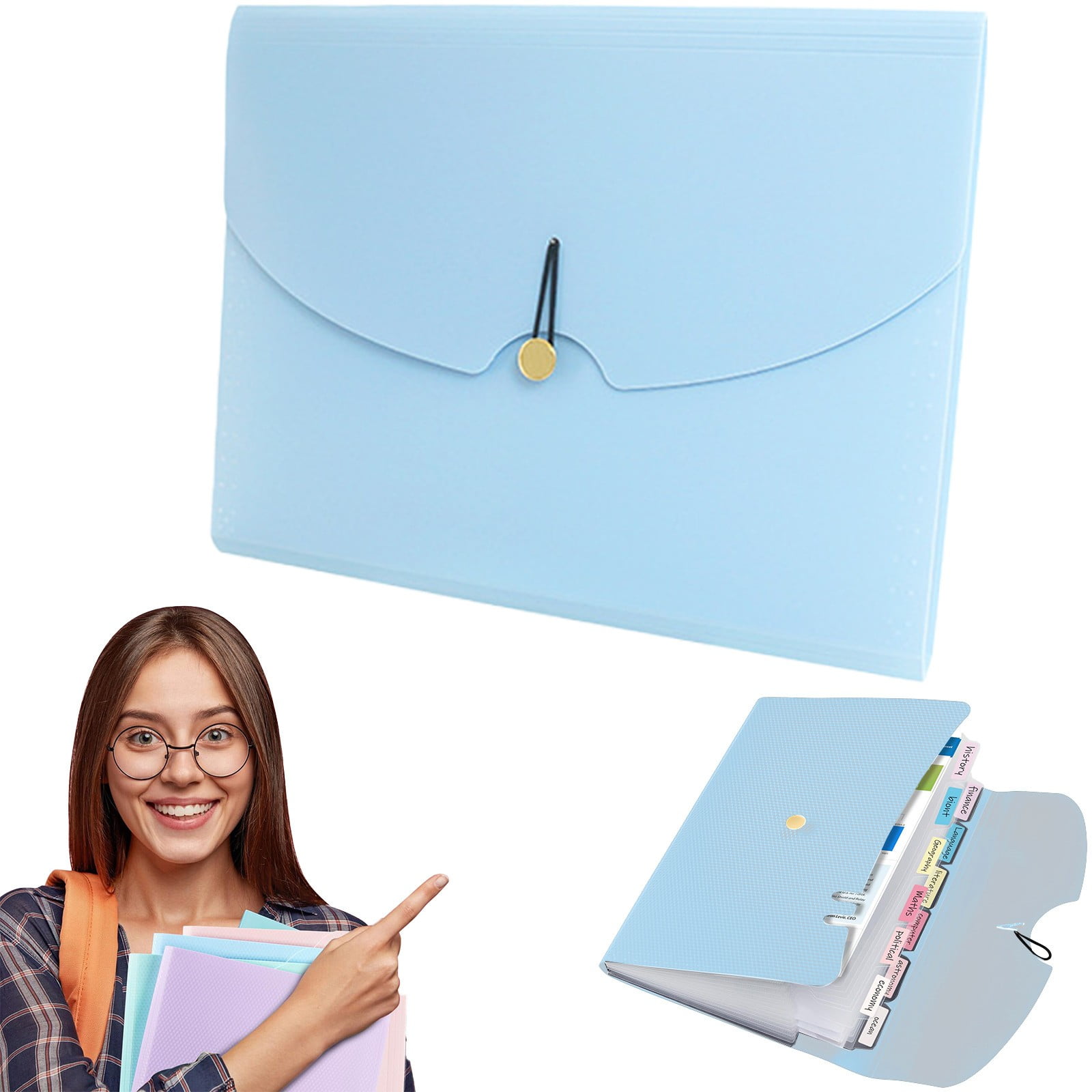 12.99"X4.33"X9.76" Student Storage Organ Multi-Layer Binder Blue 13 ...