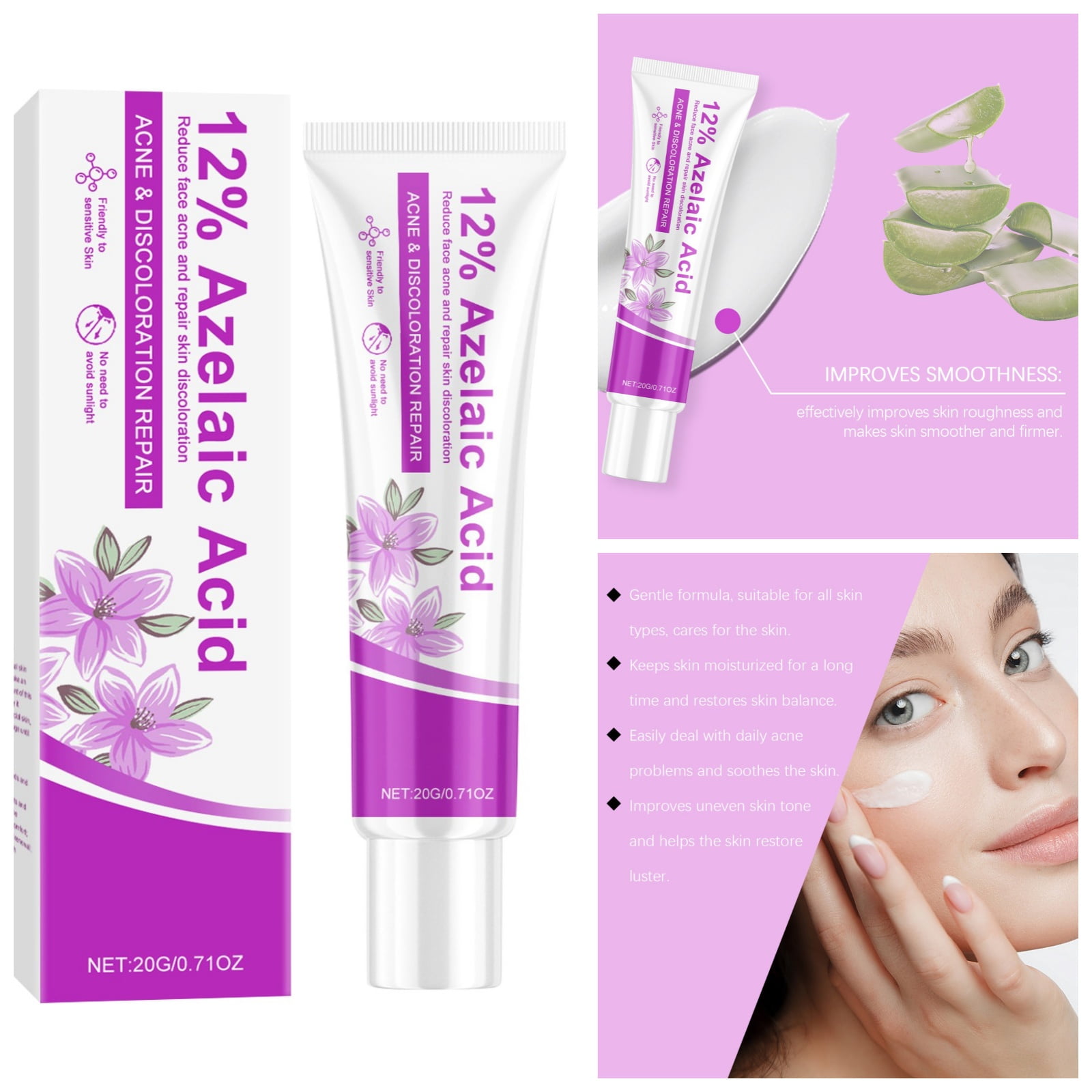 12% A-zelaic Acid Facial Cream – For Oily & Blemish-Prone Skin, Reduces Pimple Visibility ...