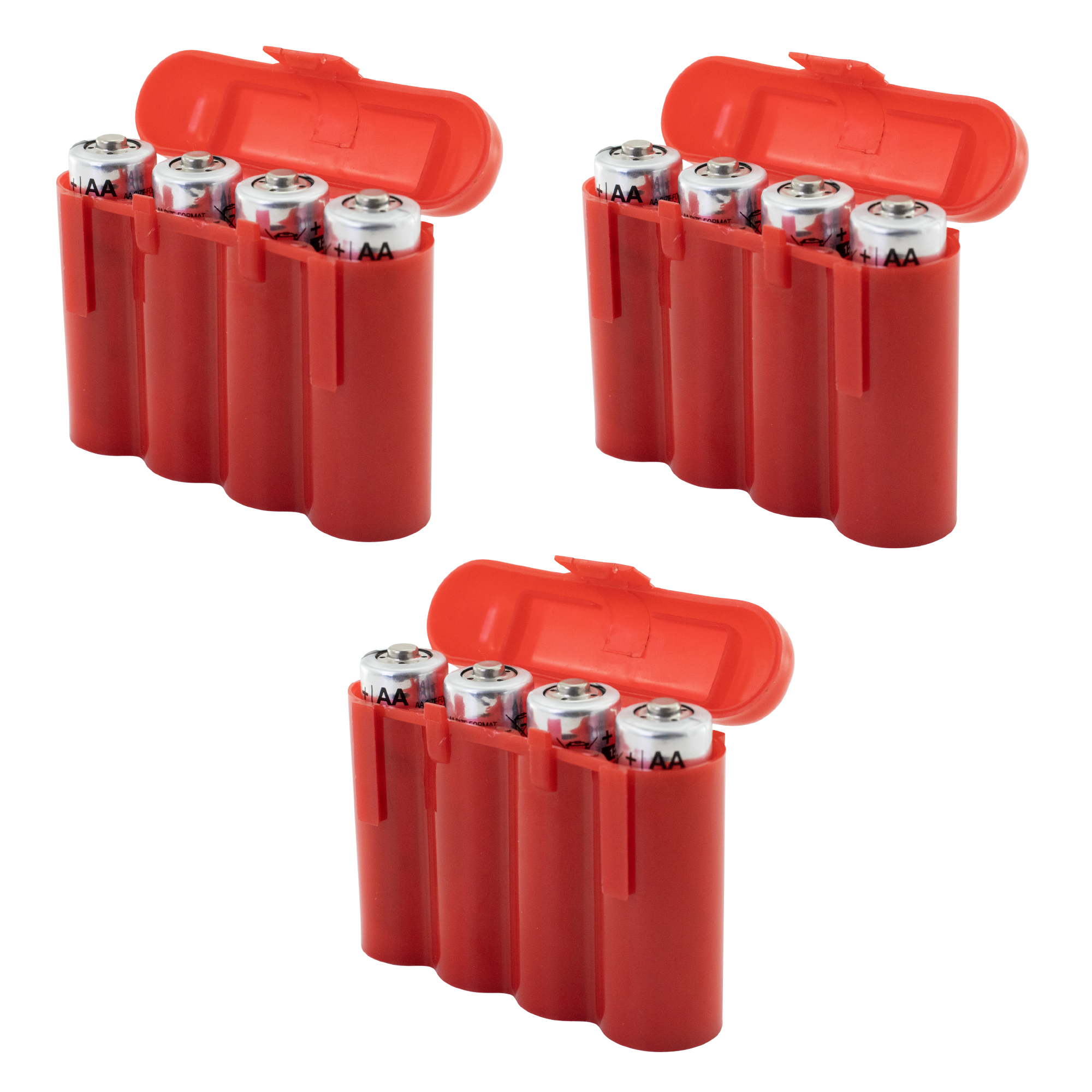 12 AAA Energizer Alkaline Batteries and 3 Red AAA Case Holders ...