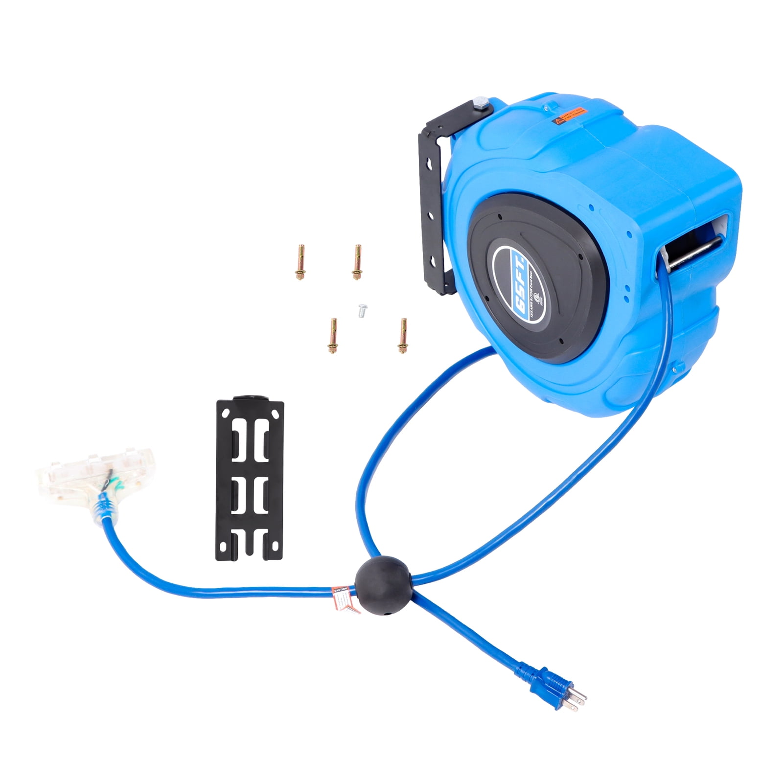 12-AWG/3C 65FT SJTOW Retractable Extension Cord Reel Power Cord Reel ...