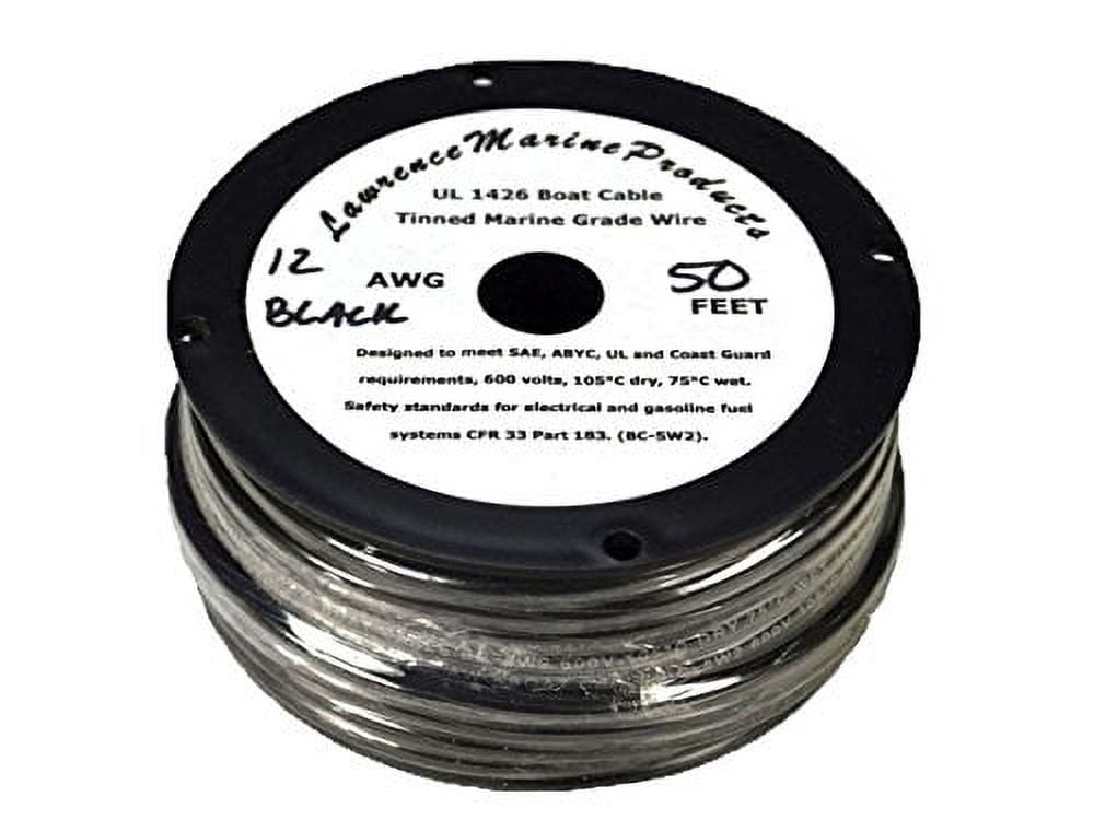 12 AWG Tinned Marine Primary Wire, Black, 50 Feet - Walmart.com