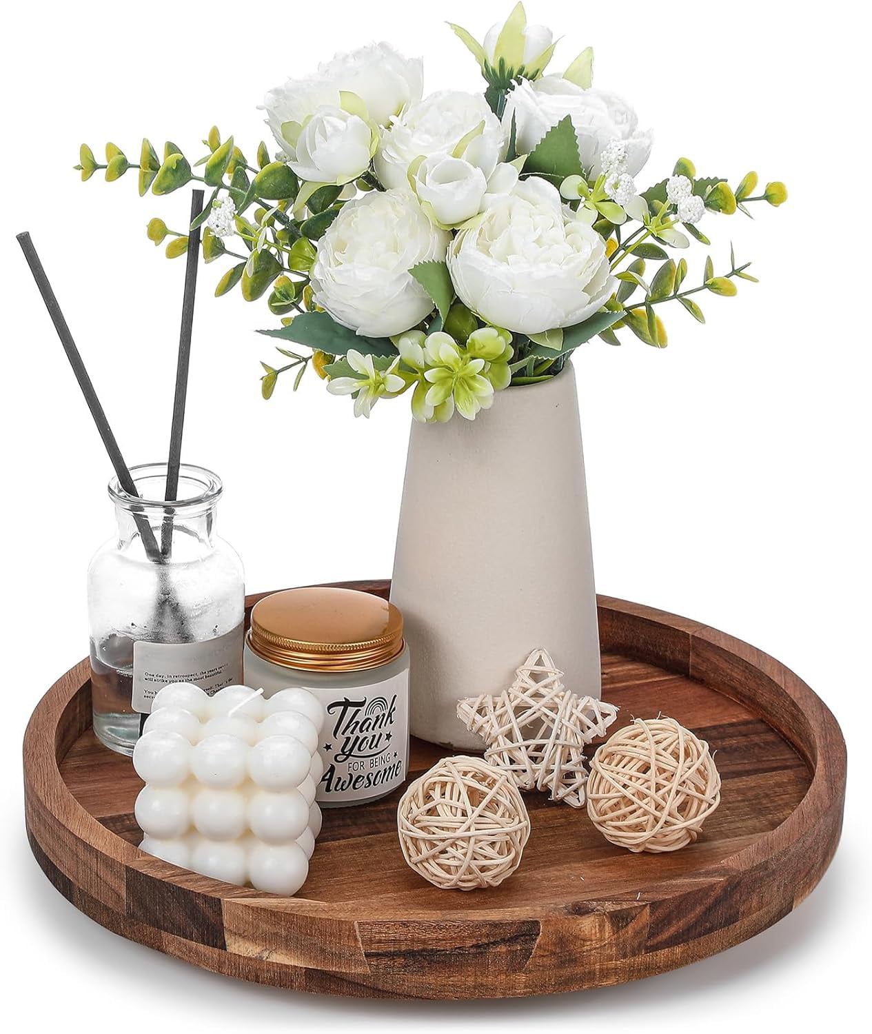 12'' Acacia Wood Lazy Susan Organizer Wooden Rotating Turntable ...